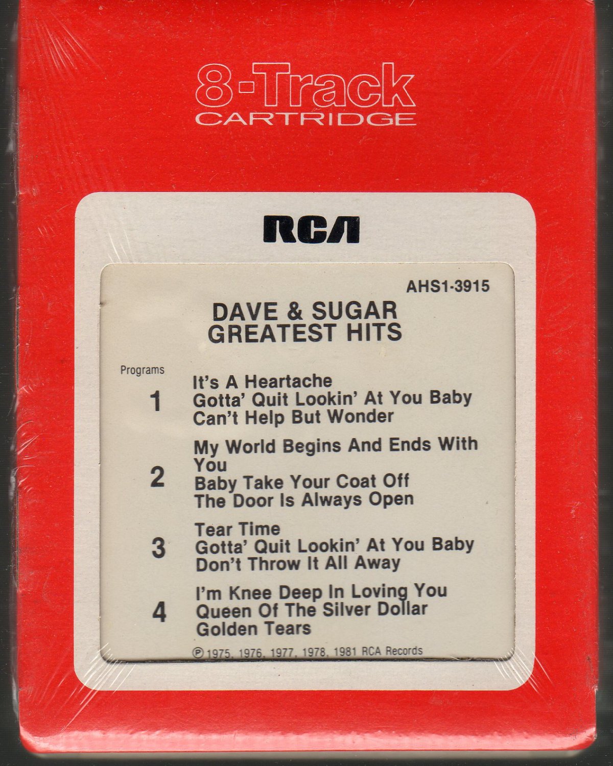 Dave & Sugar - Greatest Hits RCA Sealed 8-track tape