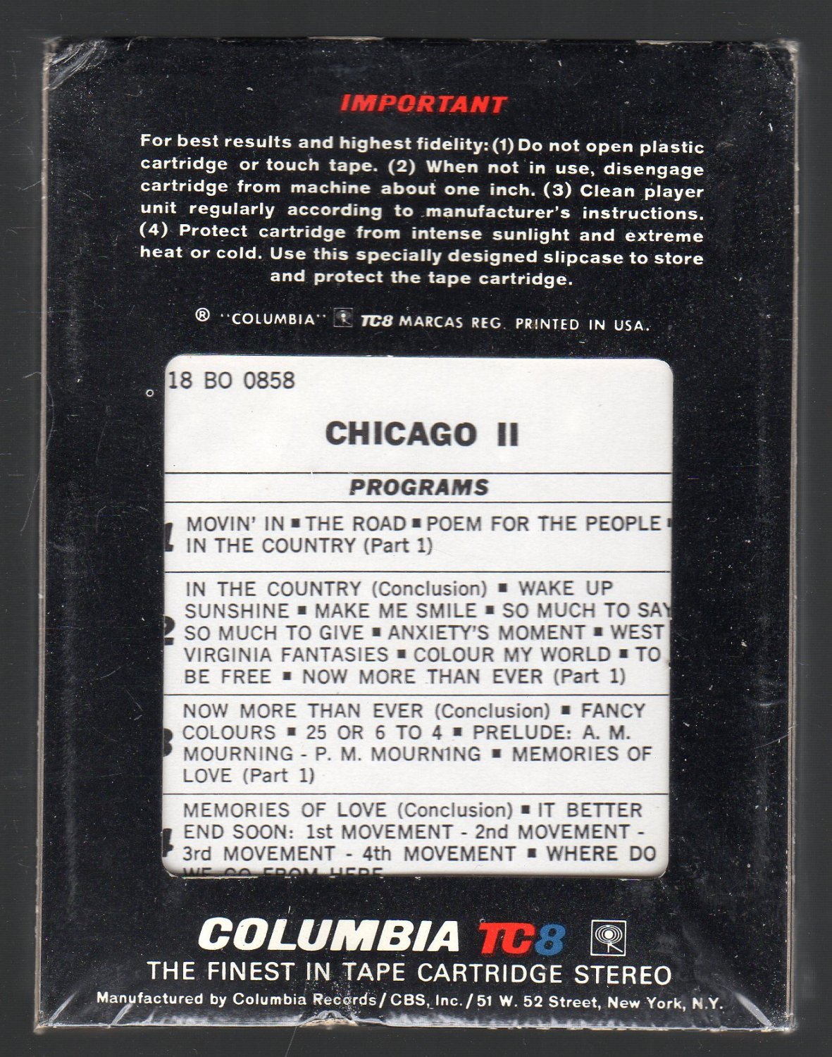 Chicago - Chicago II 1970 CBS Double Album Sealed A52 8-track tape