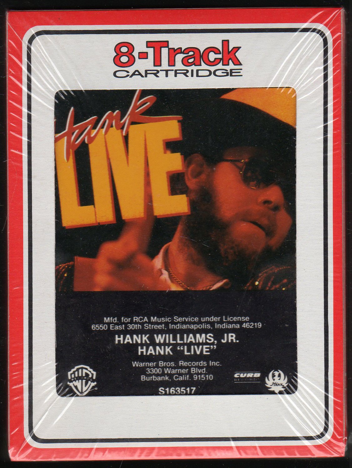 Hank Williams Jr. - Hank "LIVE" 1987 RCA Sealed 8-track tape