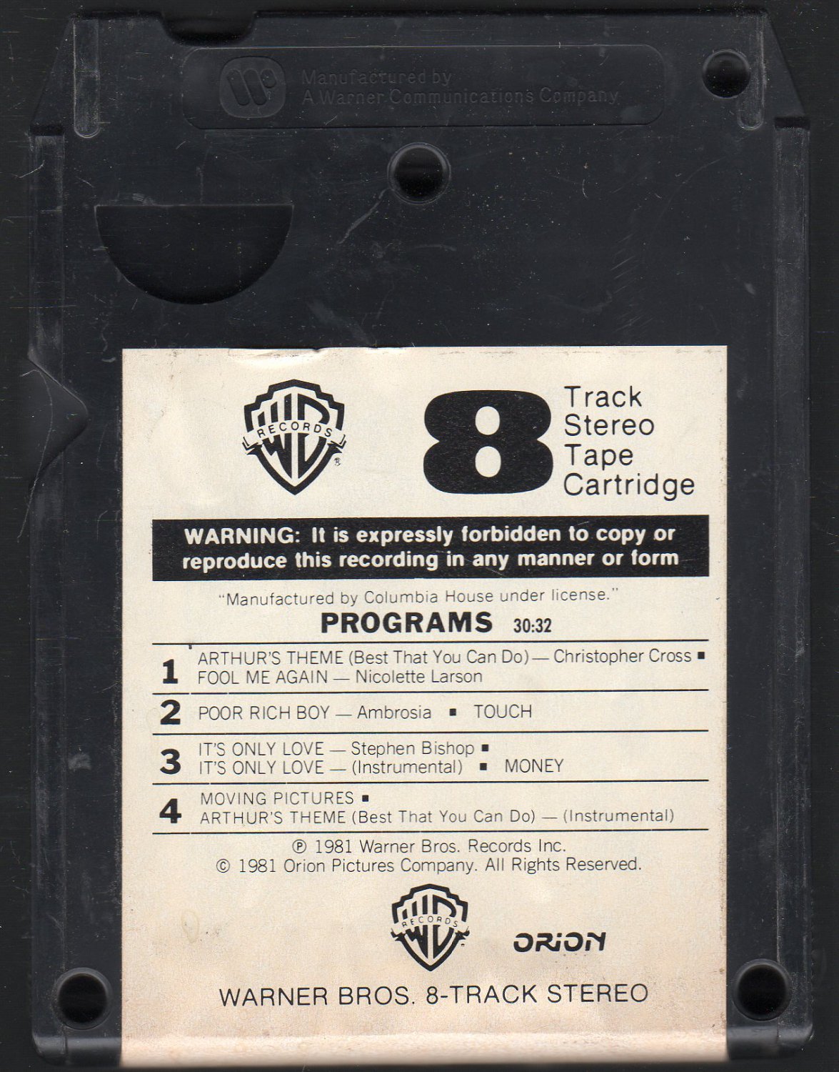 Arthur The Album - Original Motion Picture Soundtrack 1981 CRC 8-track tape