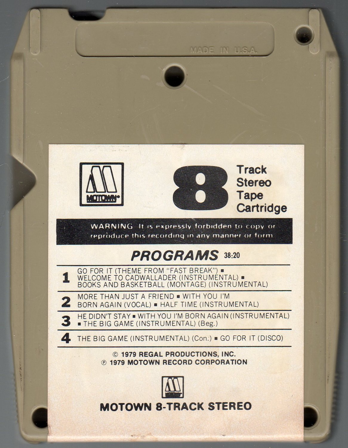 Fast Break - Music From The Motion Picture CRC 8-track tape