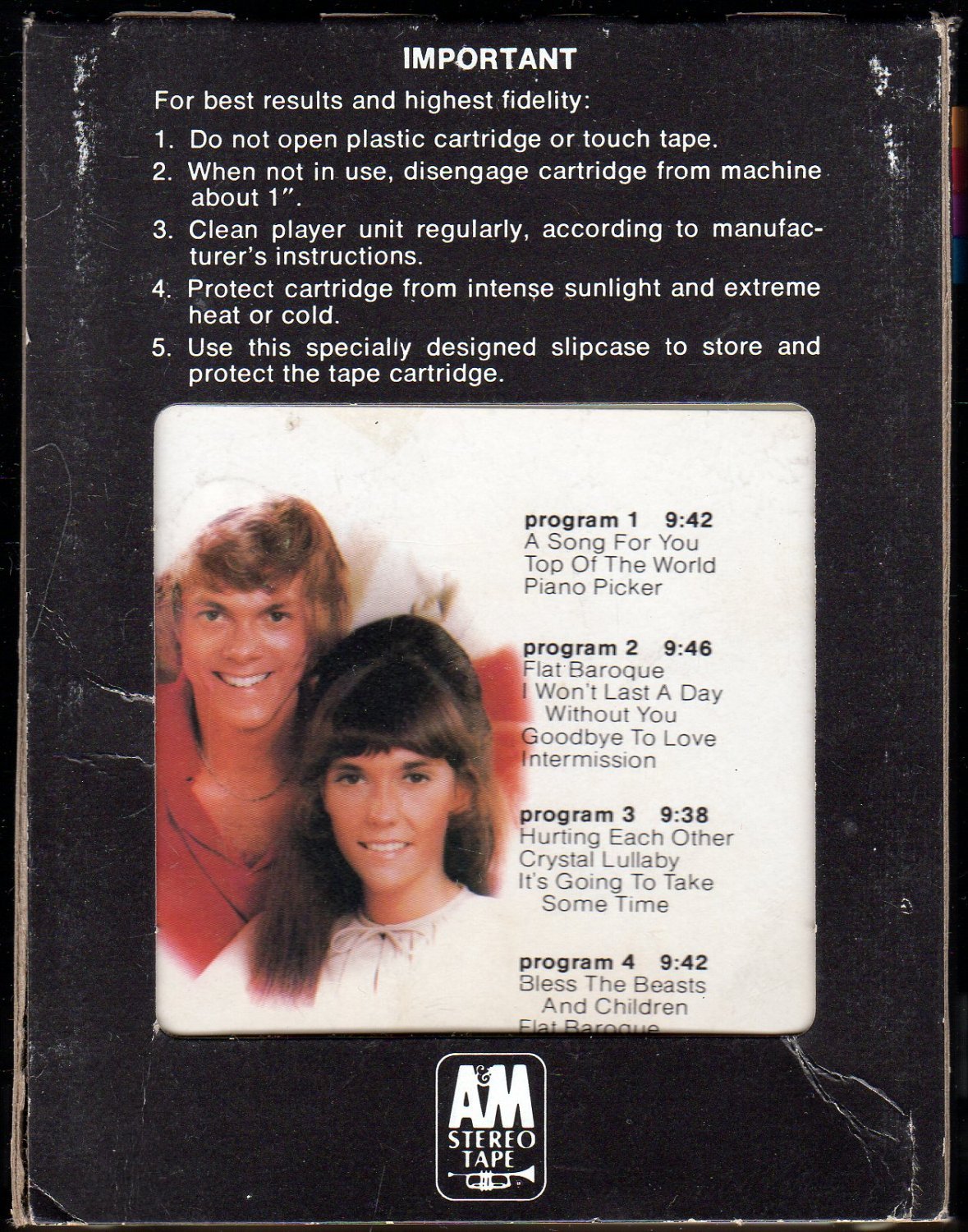 The Carpenters - A Song For You 1972 A&M T2 8-track tape