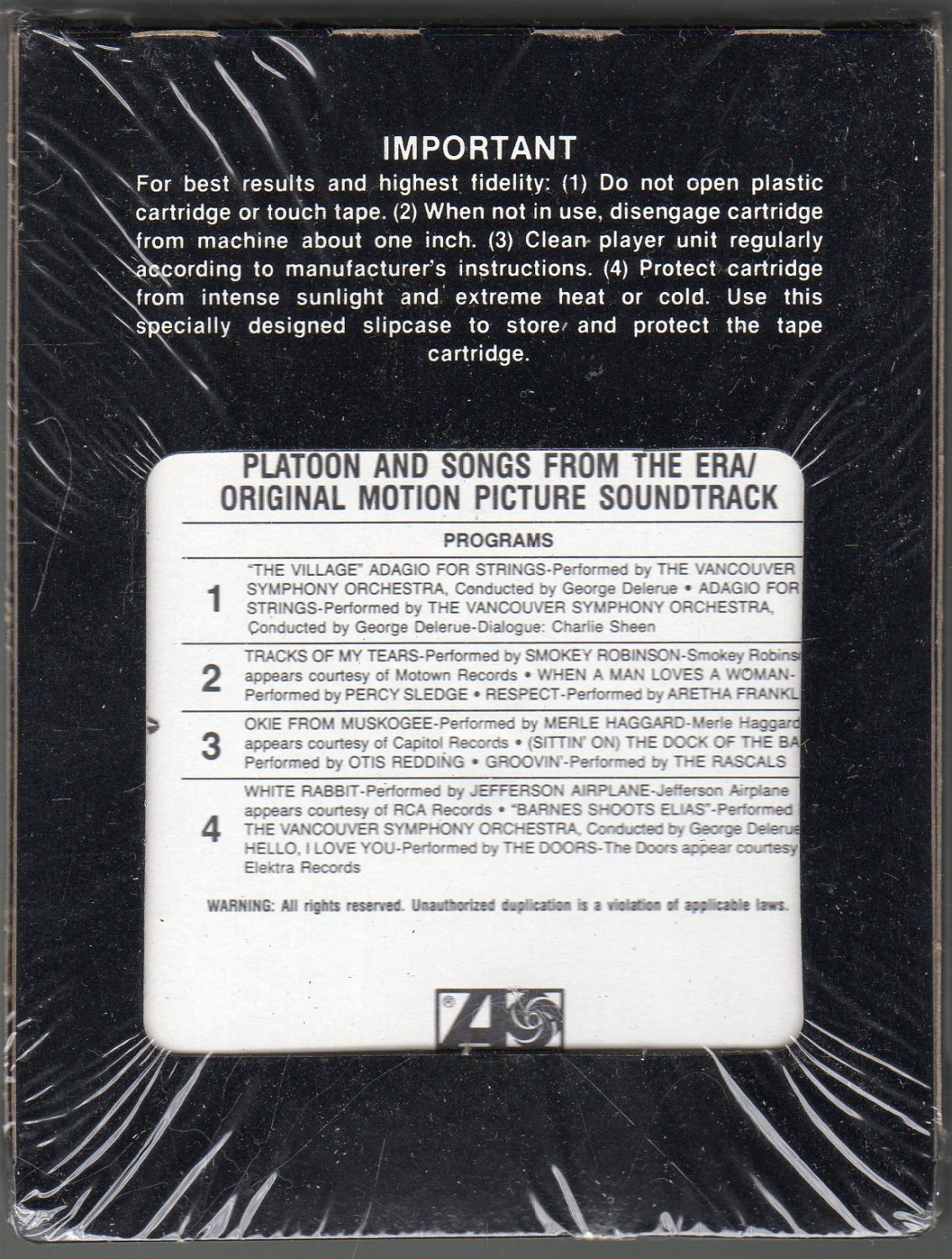 Platoon - Original Motion Picture Soundtrack 1987 CRC Sealed T7 8-track ...