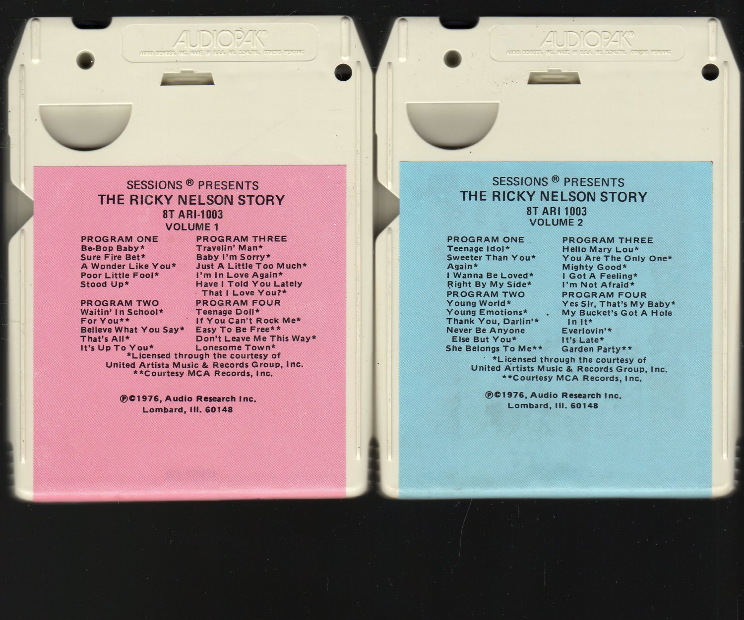 Ricky Nelson - The Ricky Nelson Story Vol 1 & 2 1976 SESSIONS A5 8 ...