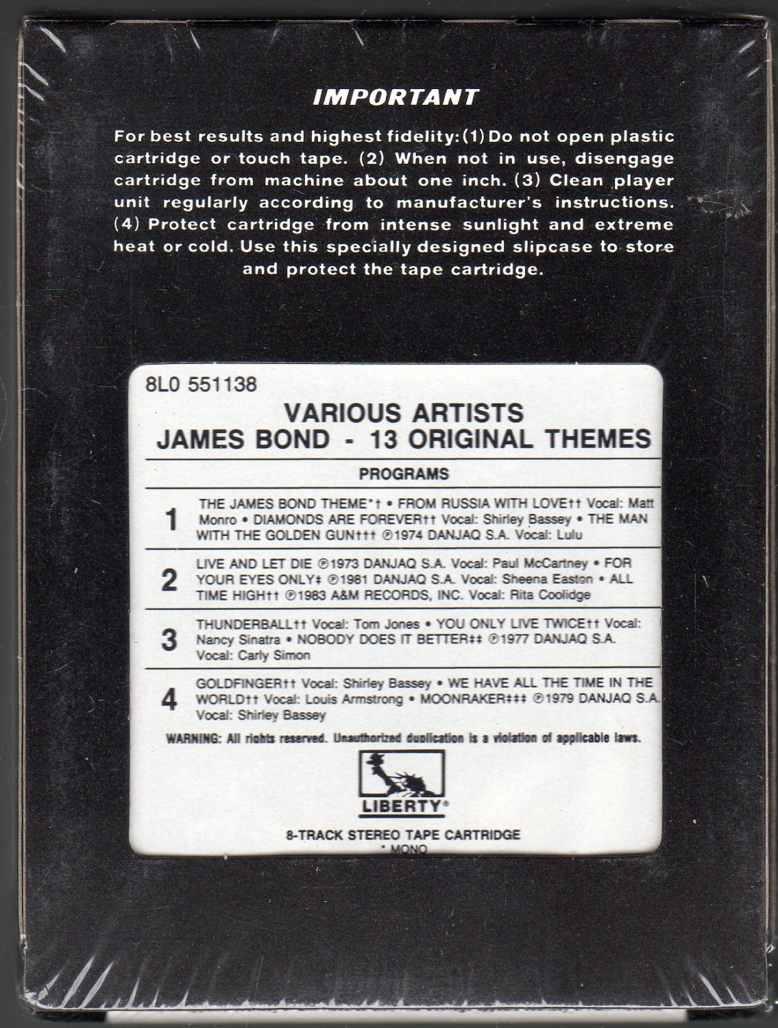 James Bond - 13 Original Themes 1983 CRC Sealed A12 8-track tape