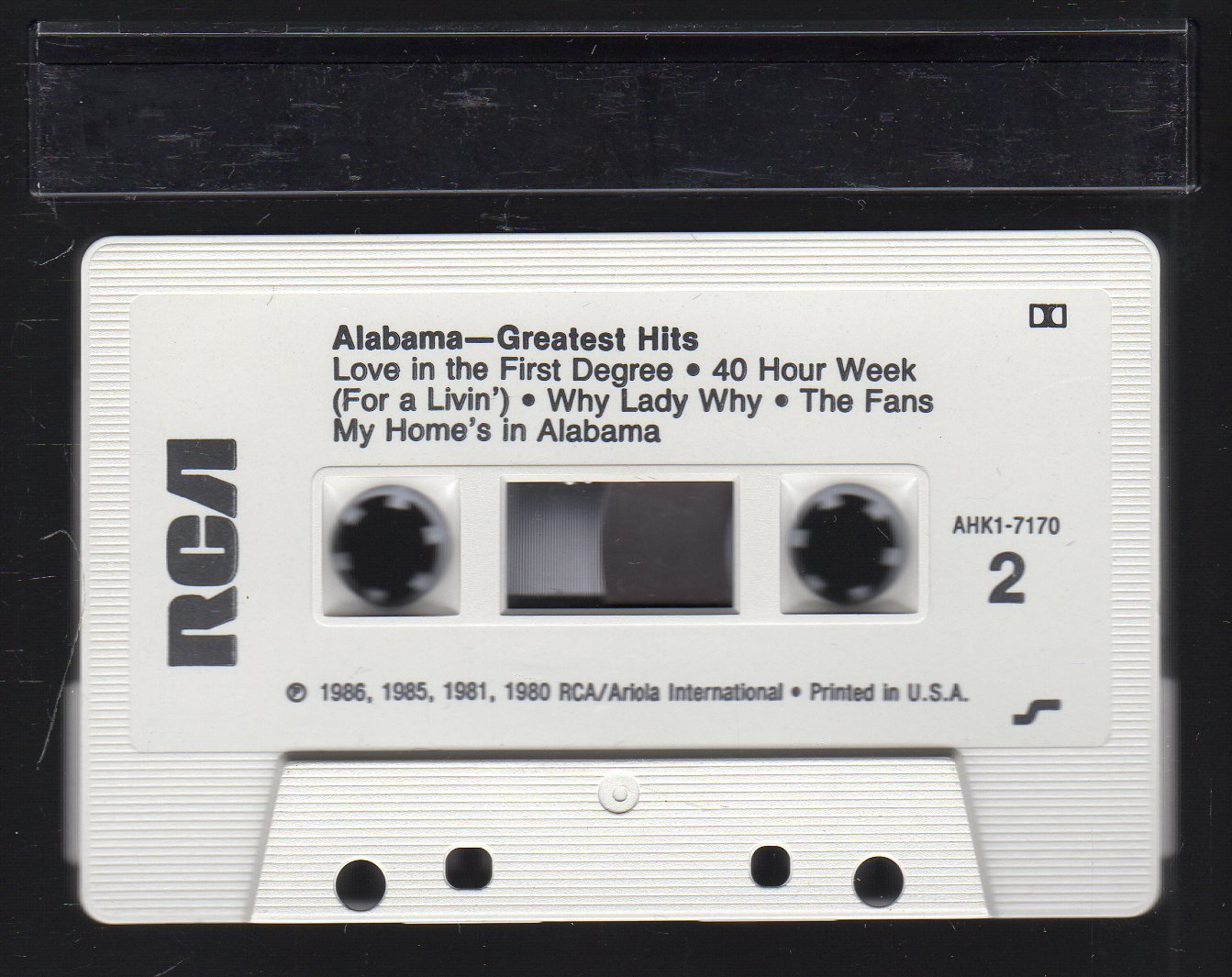 Alabama - Alabama's Greatest Hits 1986 RCA C9 Cassette Tape