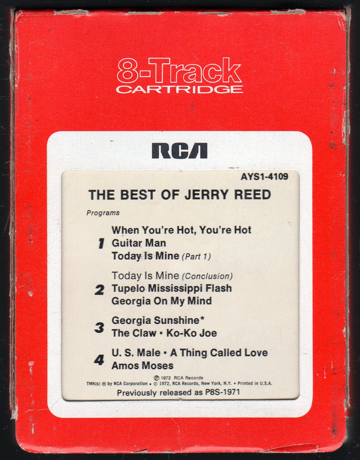 Jerry Reed - The Best Of Jerry Reed 1972 RCA Re-issue A17C 8-TRACK TAPE