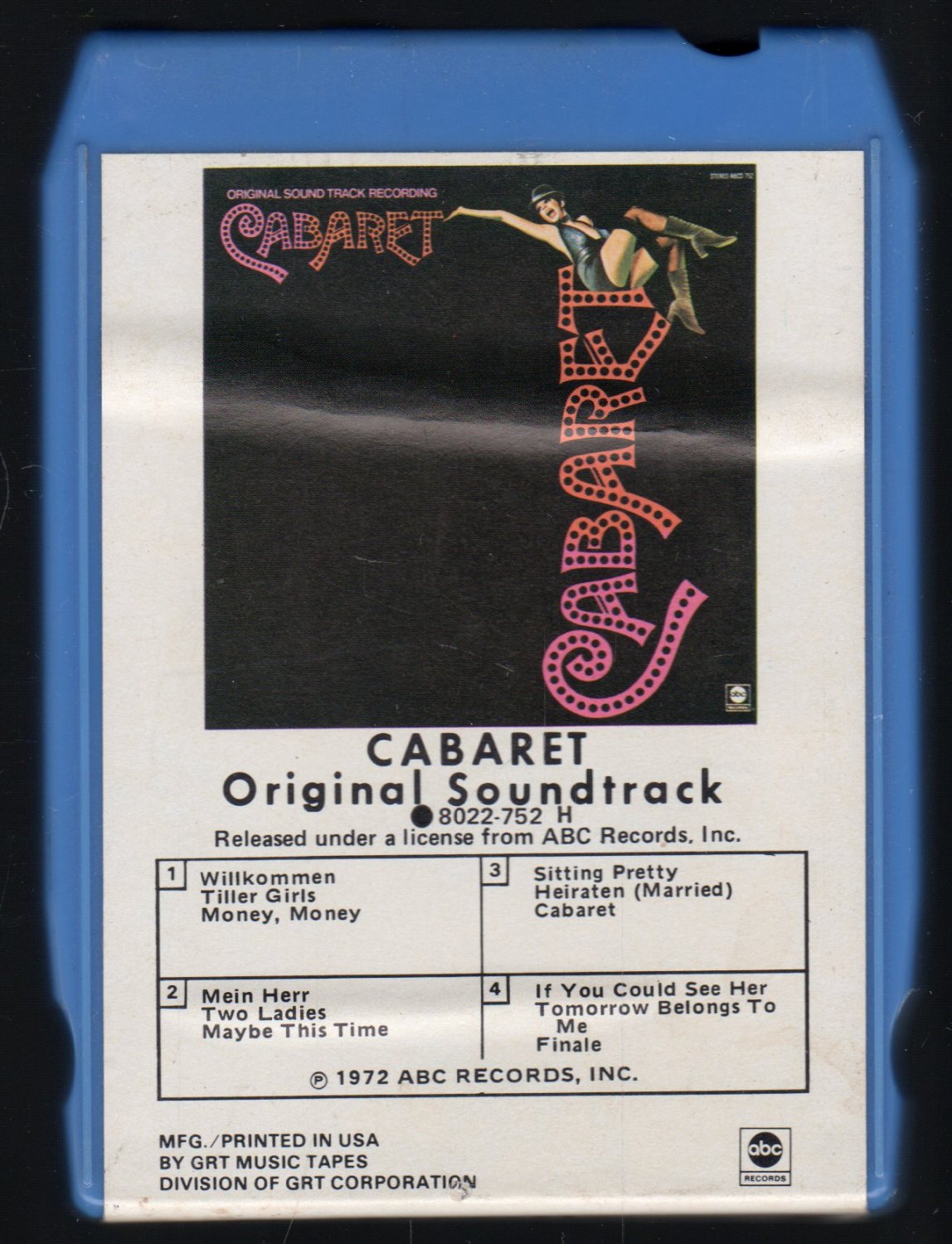 Cabaret - Original Soundtrack Recording 1972 GRT ABC A19C 8-TRACK TAPE