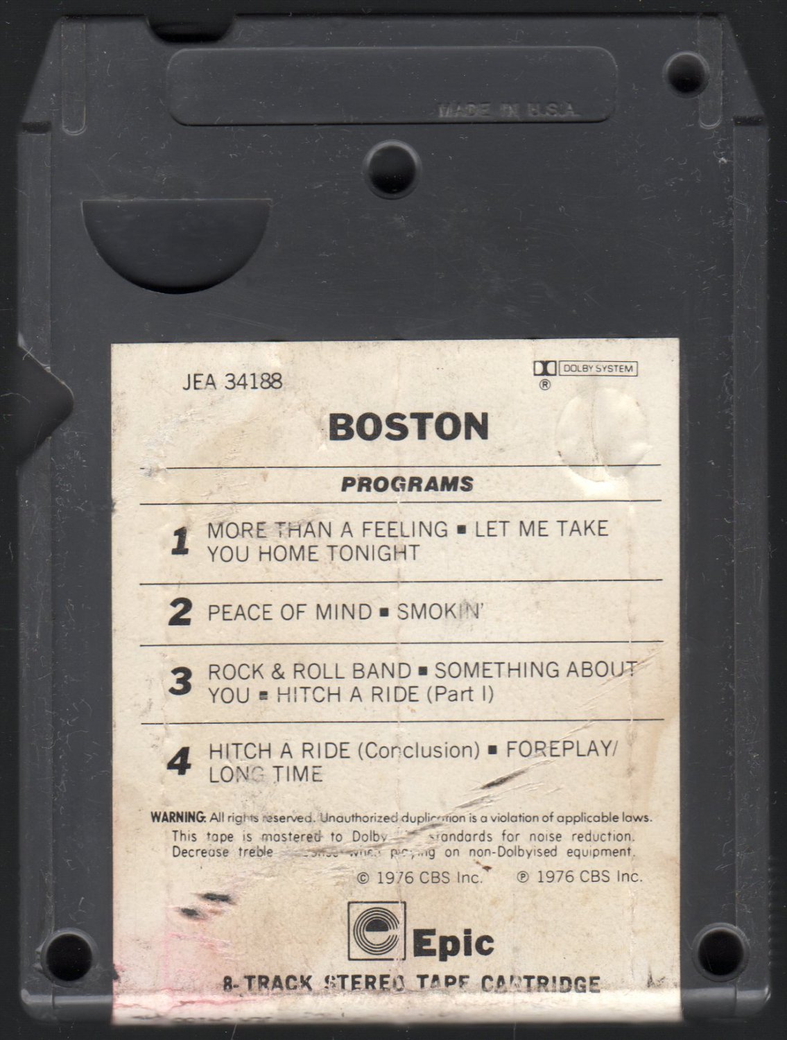 Boston - Boston 1976 Debut EPIC T7 8-TRACK TAPE