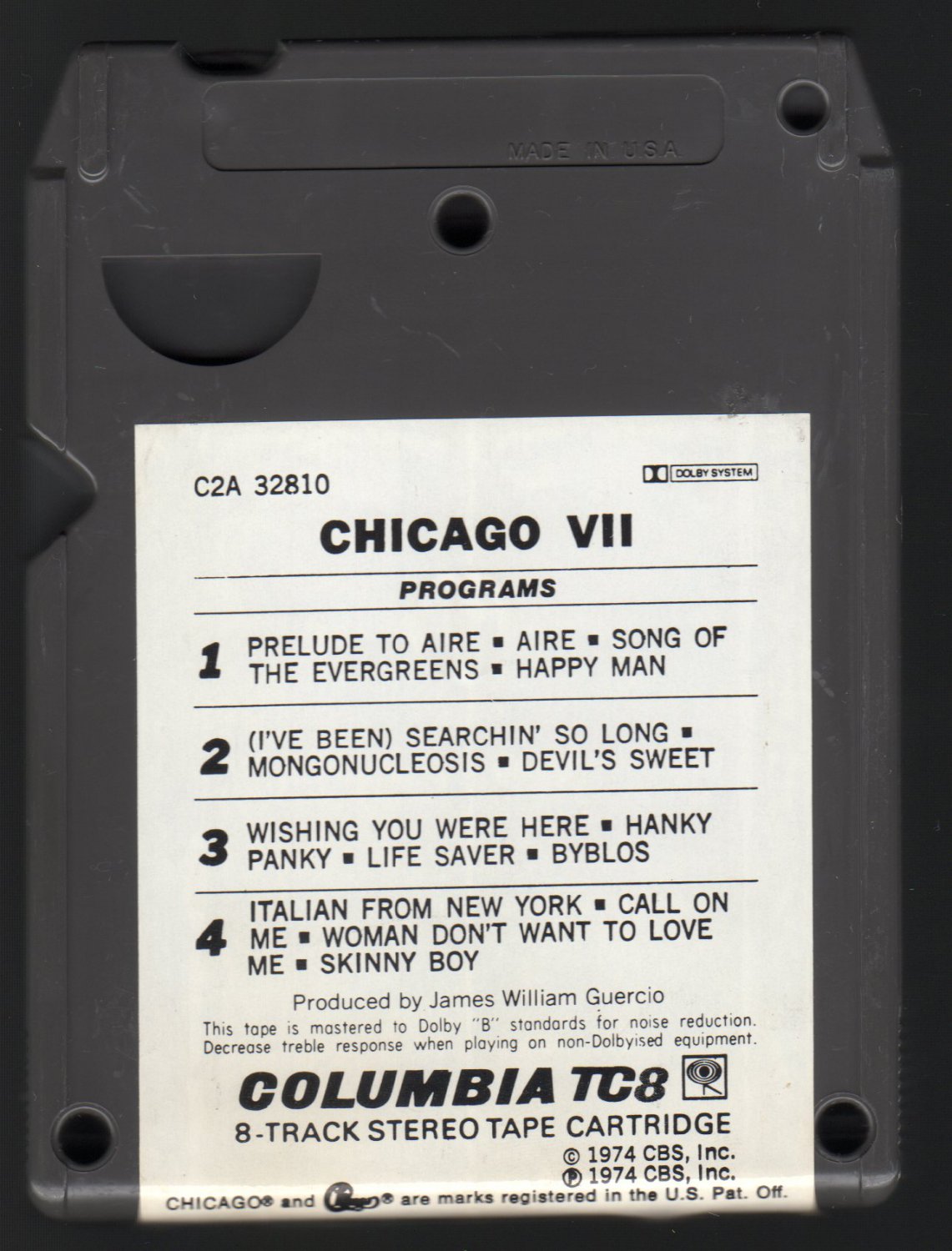 Chicago - Chicago VII 1974 CBS A12 8-TRACK TAPE
