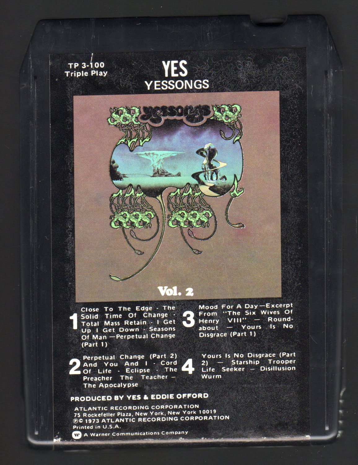 Yes - Yessongs Volumes 1 and 2 1973 ATLANTIC A18D 8-TRACK TAPE