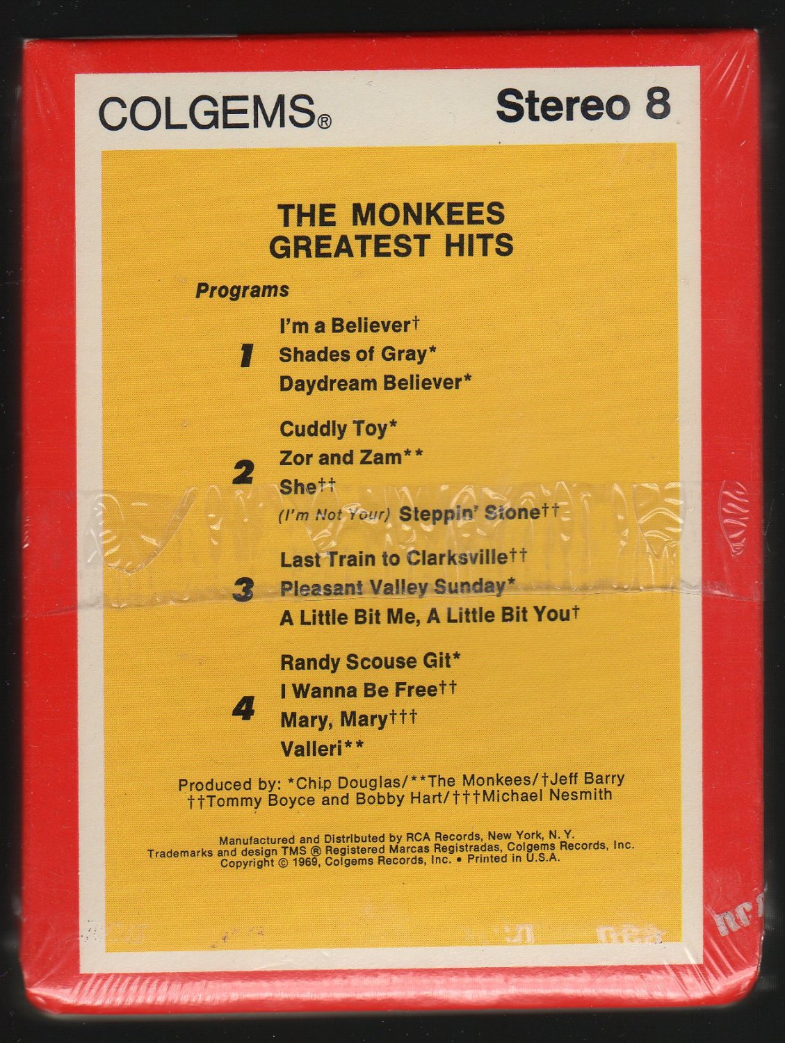 The Monkees - Greatest Hits 1969 COLGEMS Sealed A18B 8-TRACK TAPE