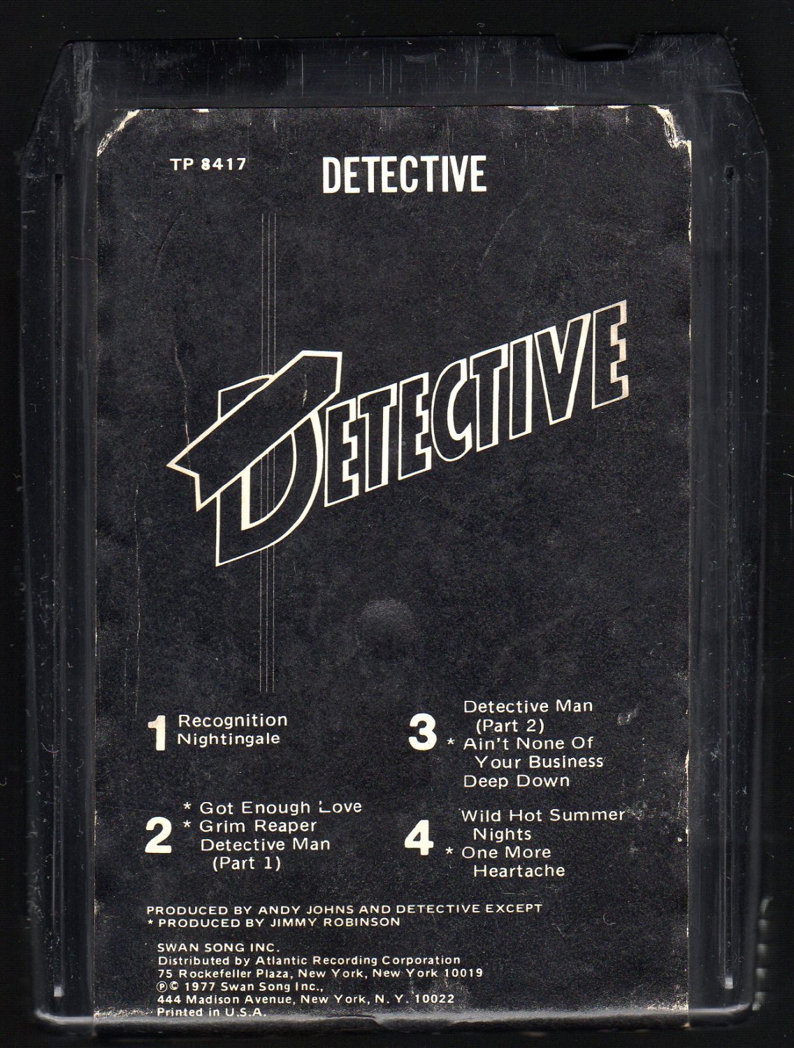 Detective - Detective 1977 Debut ATLANTIC A23 8-TRACK TAPE