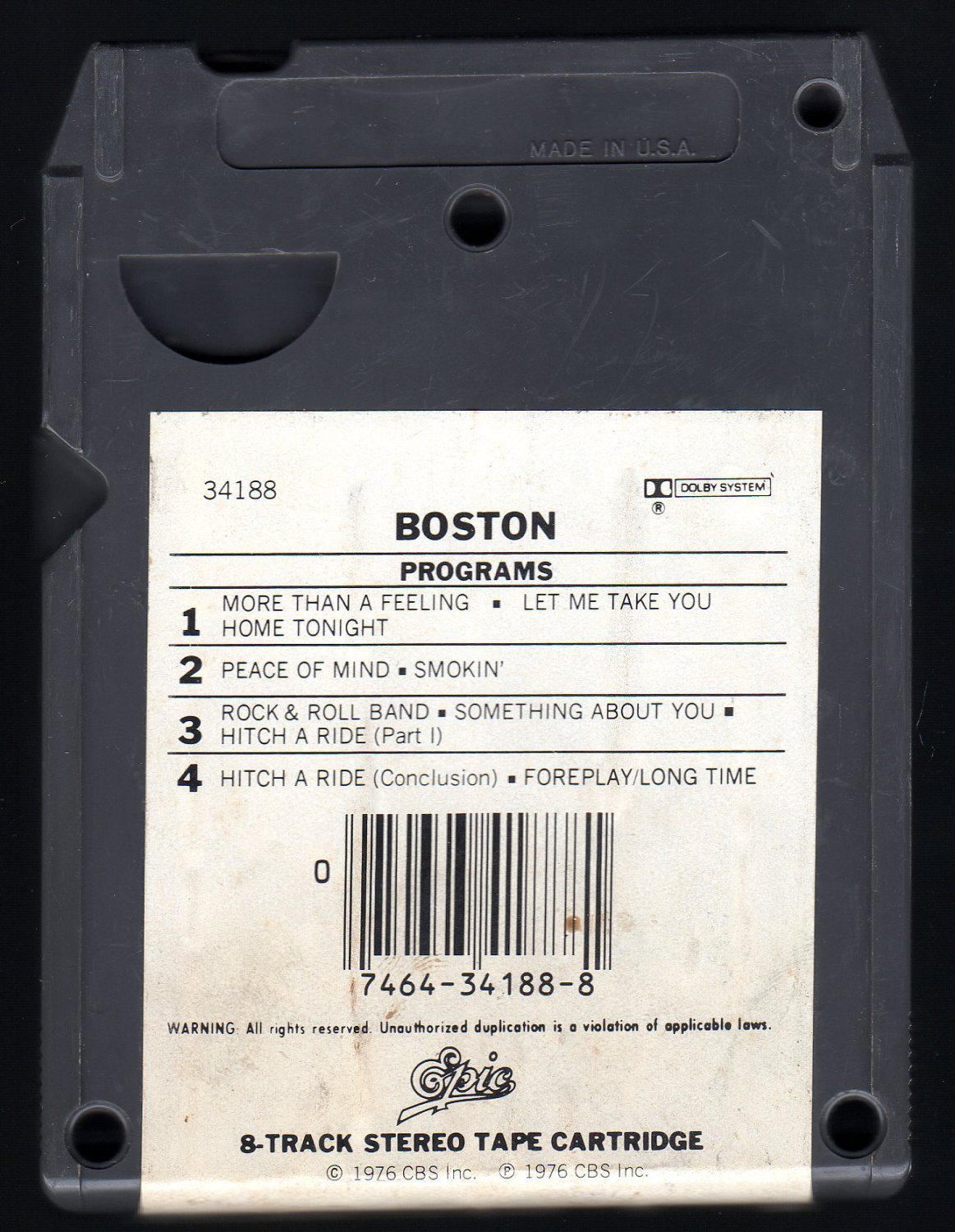 Boston - Boston 1976 Debut EPIC A10 8-TRACK TAPE
