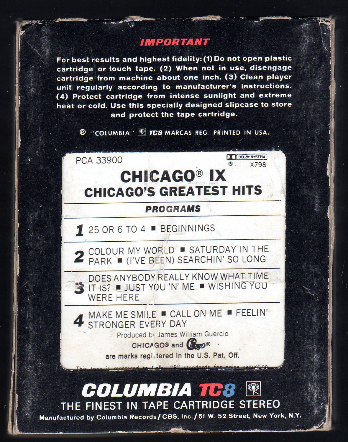 Chicago - Chicago IX Greatest Hits 1975 CBS A32 SOLD 8-TRACK TAPE