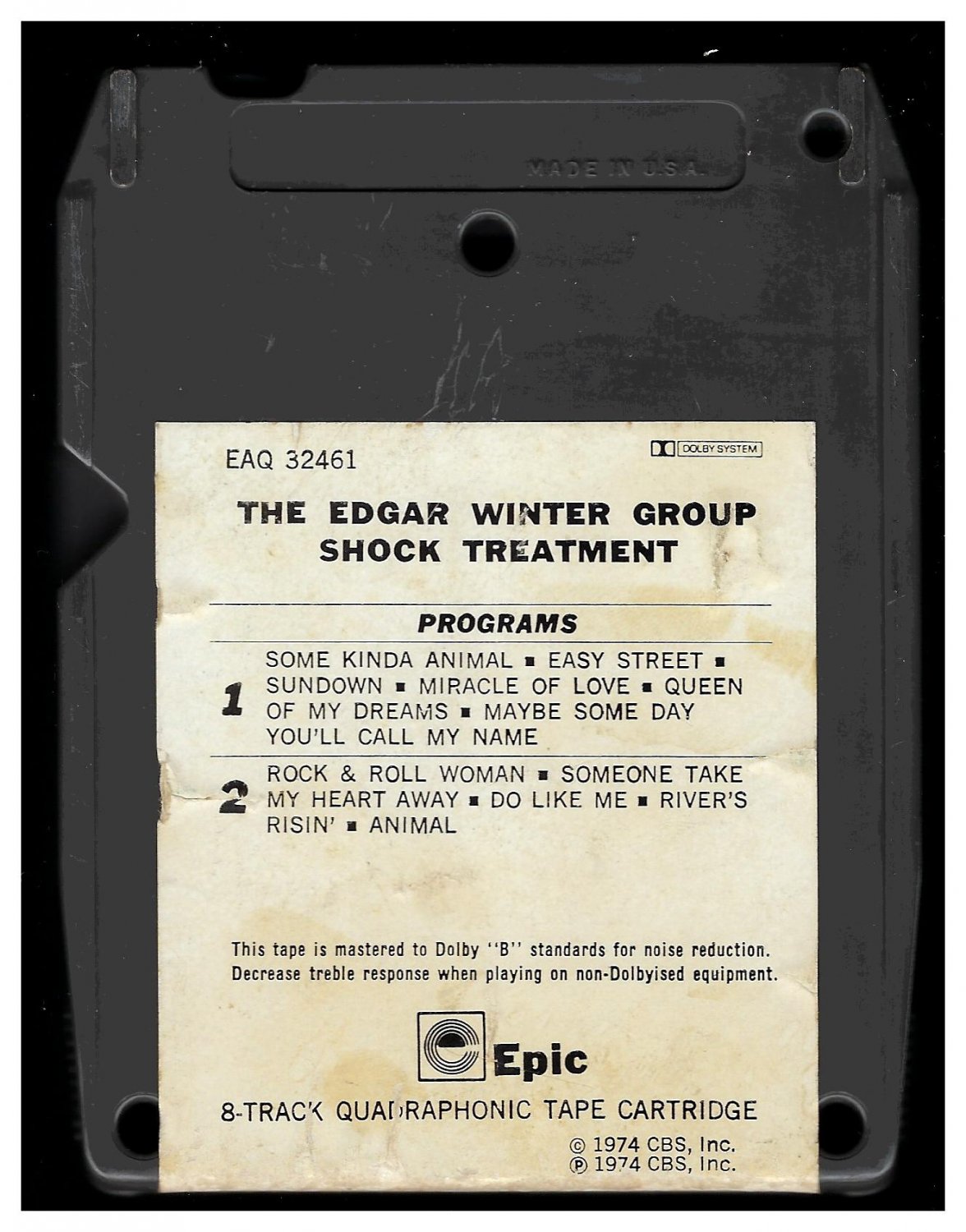 The Edgar Winter Group - Shock Treatment 1974 EPIC Quadraphonic A13 8-TRACK TAPE