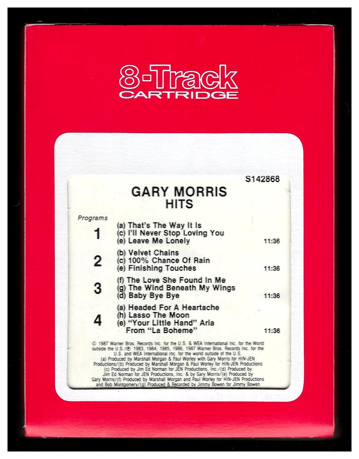 Gary Morris - Hits 1987 RCA WB A33 8-TRACK TAPE