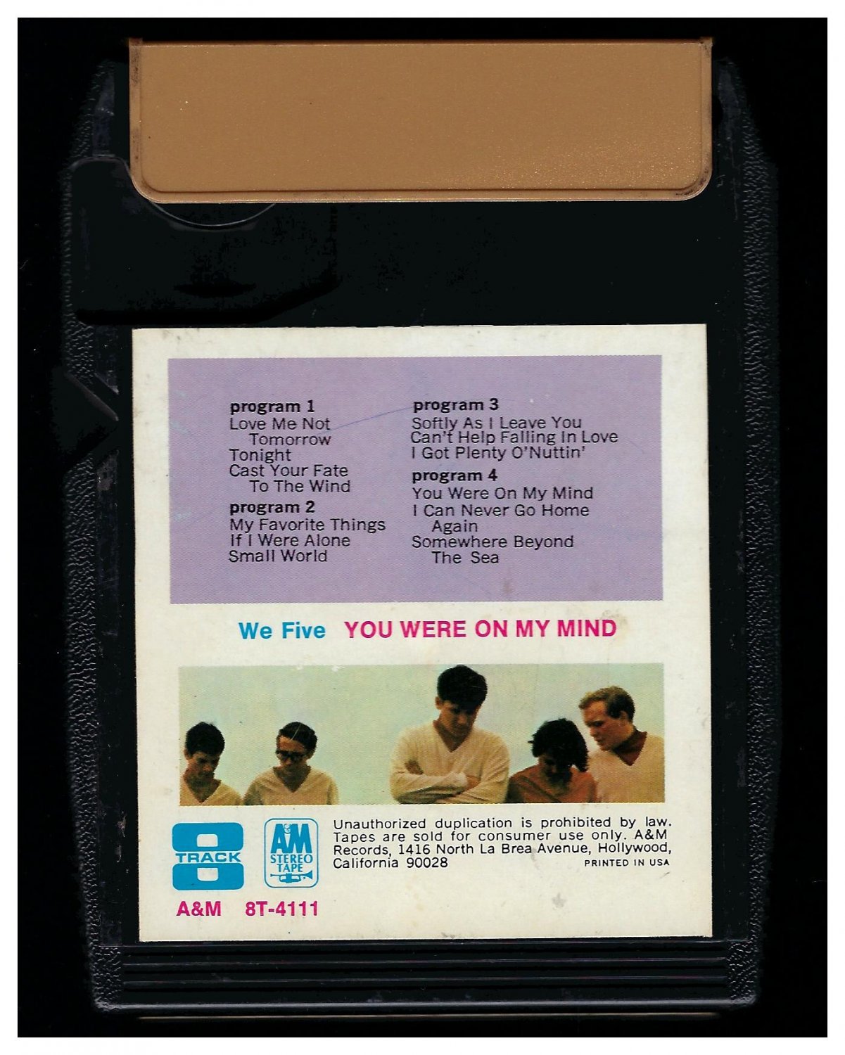 We Five - You Were On My Mind 1965 Debut A&M T3 8-TRACK TAPE