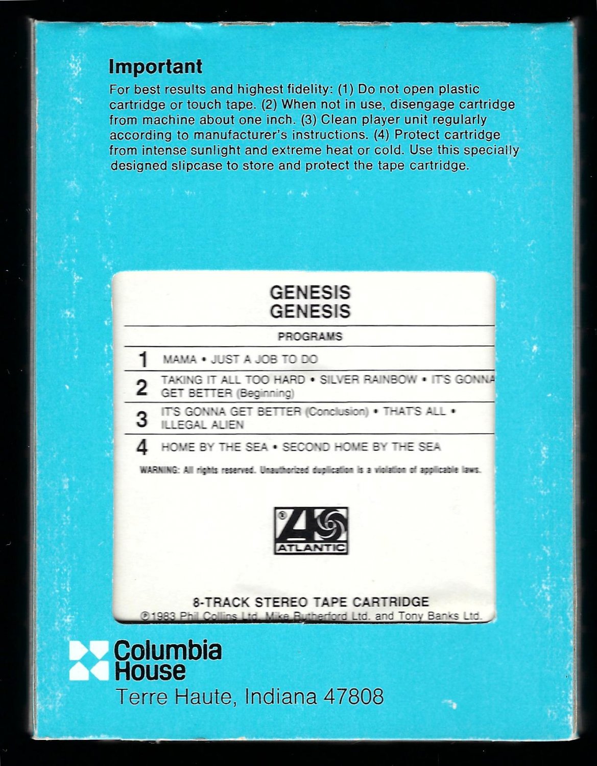 Genesis - Genesis 1983 CRC AC1 8-TRACK TAPE