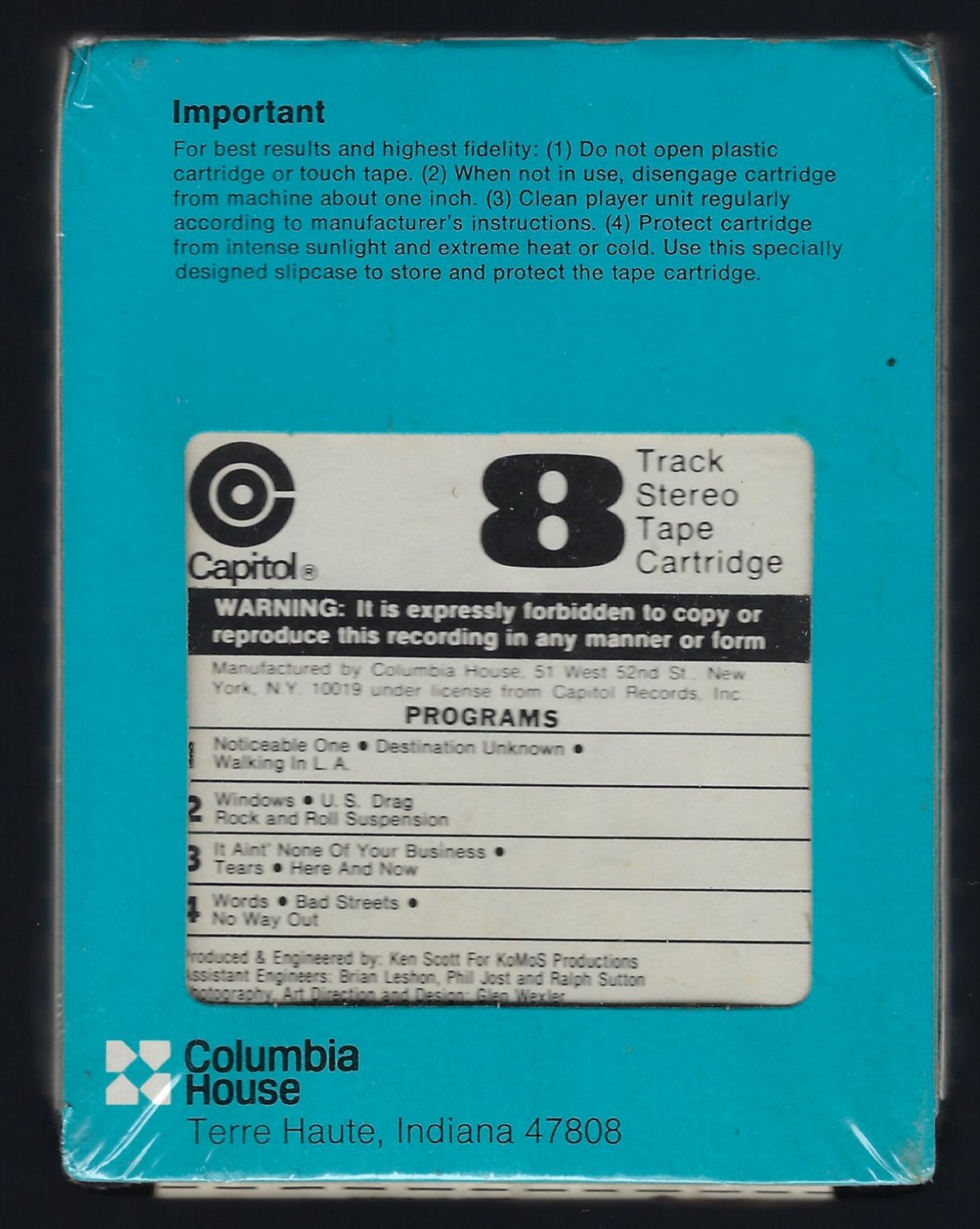 Missing Persons - Spring Sessions M 1982 Debut CRC T2 8-TRACK TAPE