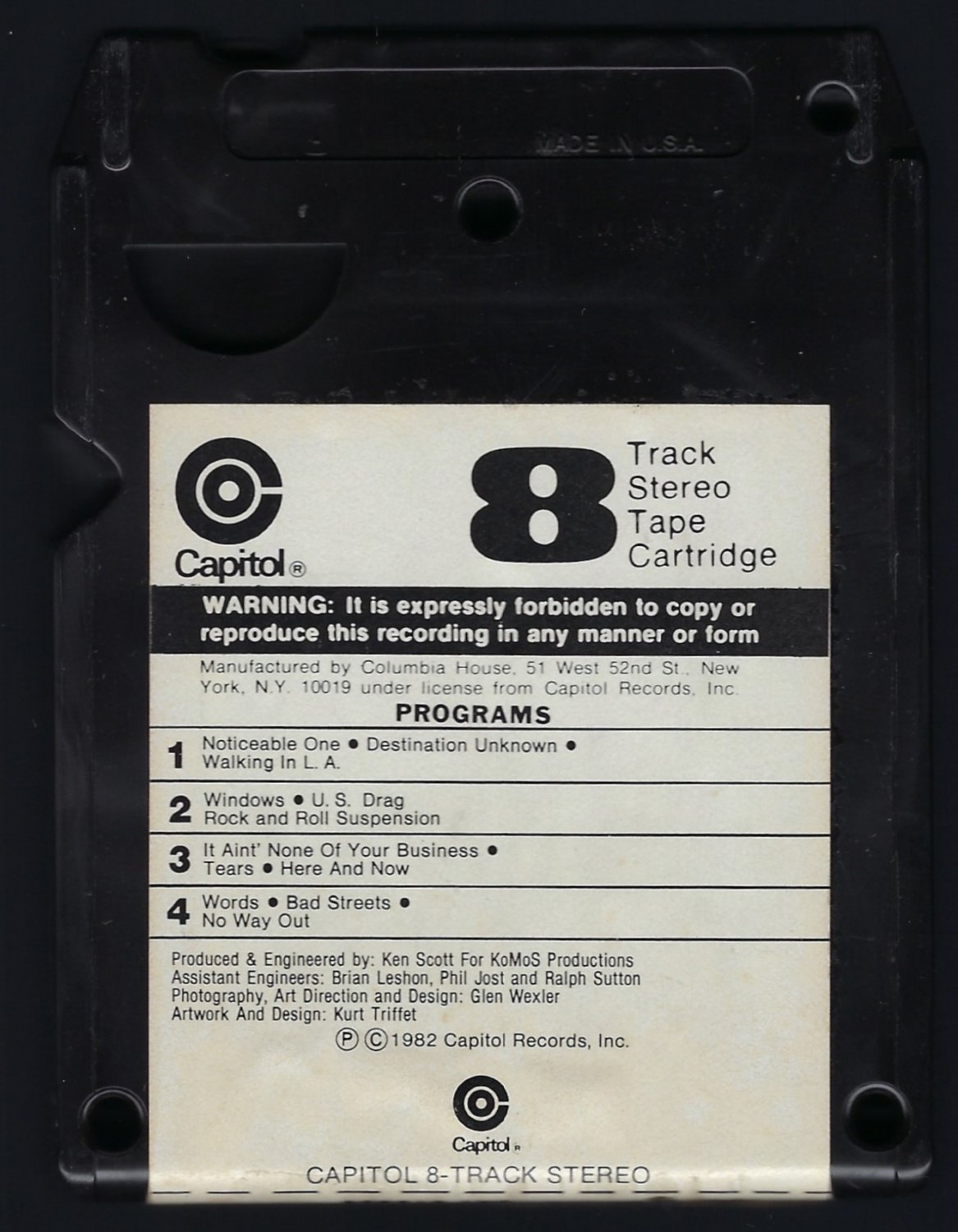 Missing Persons - Spring Sessions M 1982 Debut CRC T2 8-TRACK TAPE