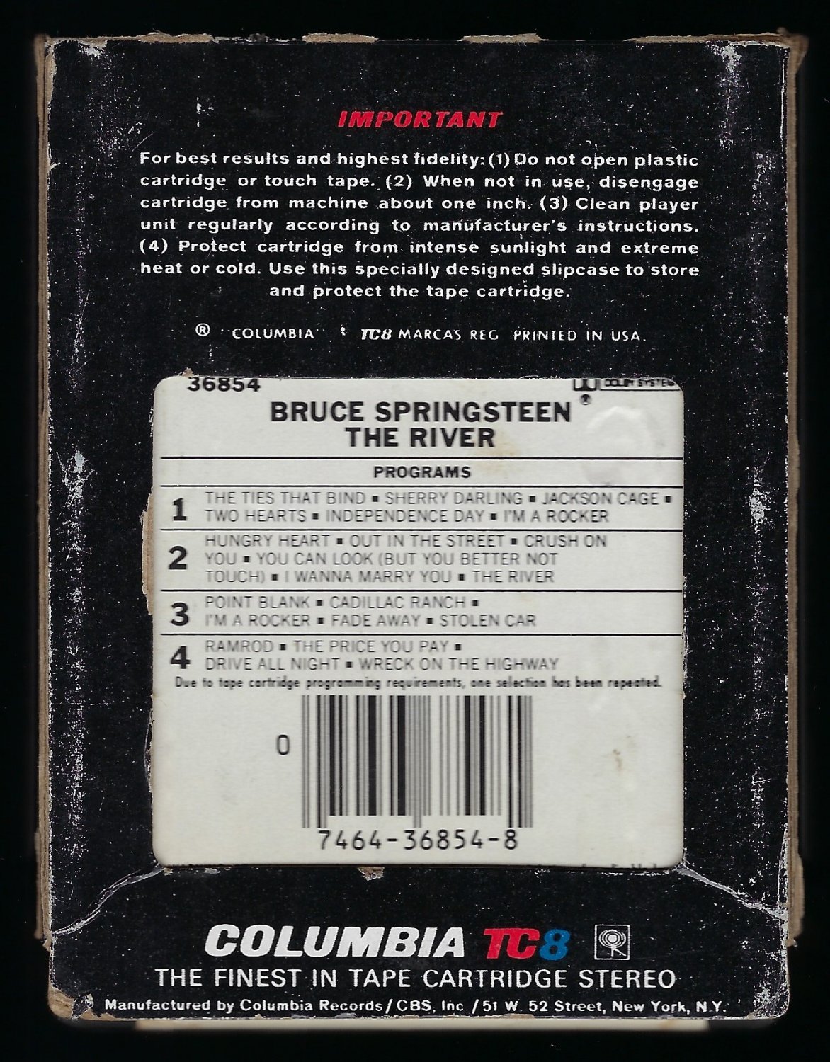 Bruce Springsteen - The River 1980 CBS T11 8-TRACK TAPE