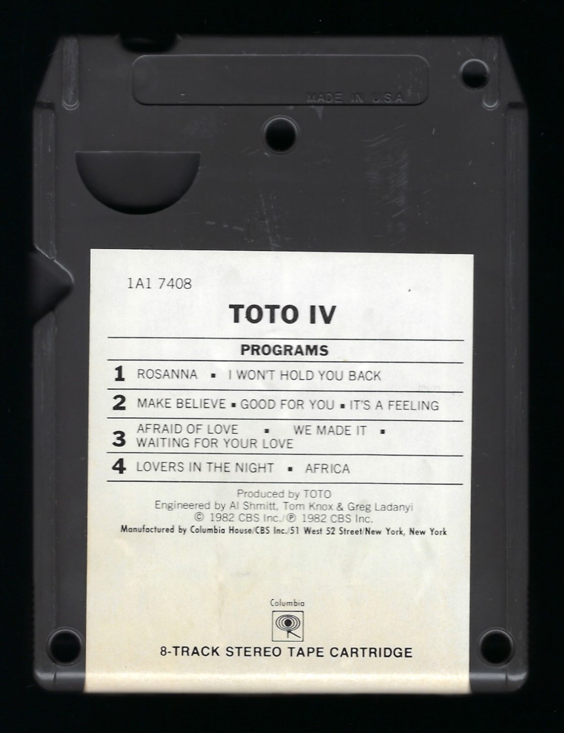 Toto - Toto IV 1982 CRC T12 8-TRACK TAPE