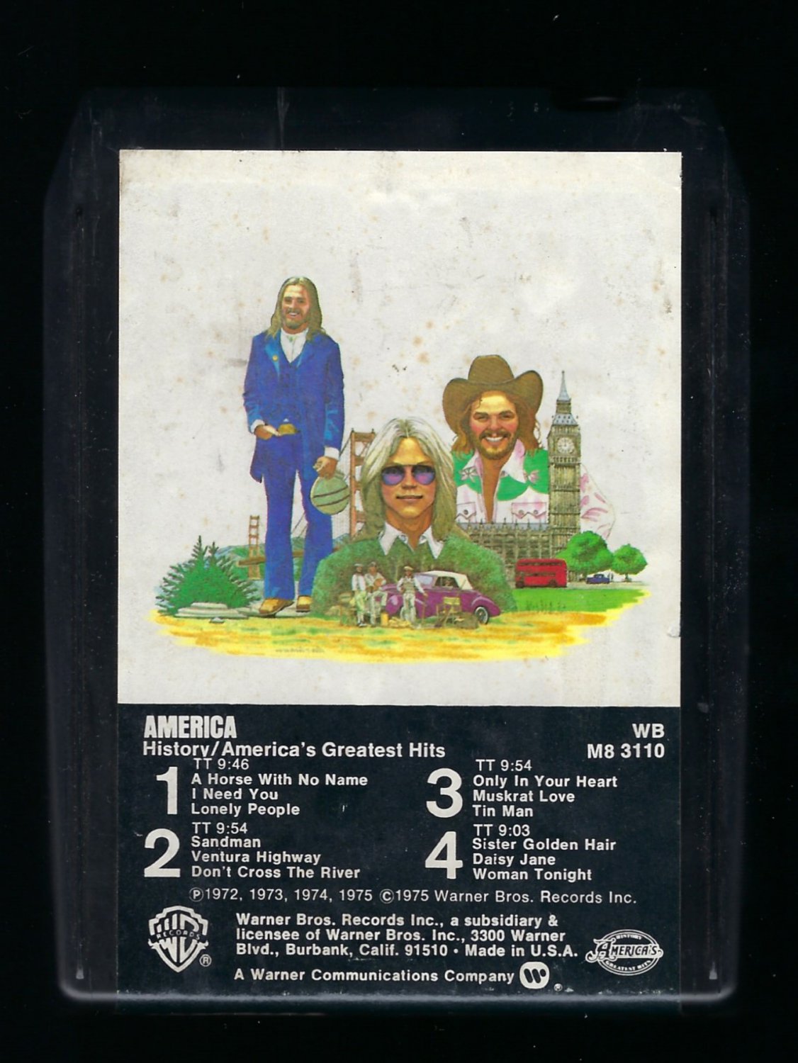 America - History America's Greatest Hits 1975 WB T14 8-TRACK TAPE