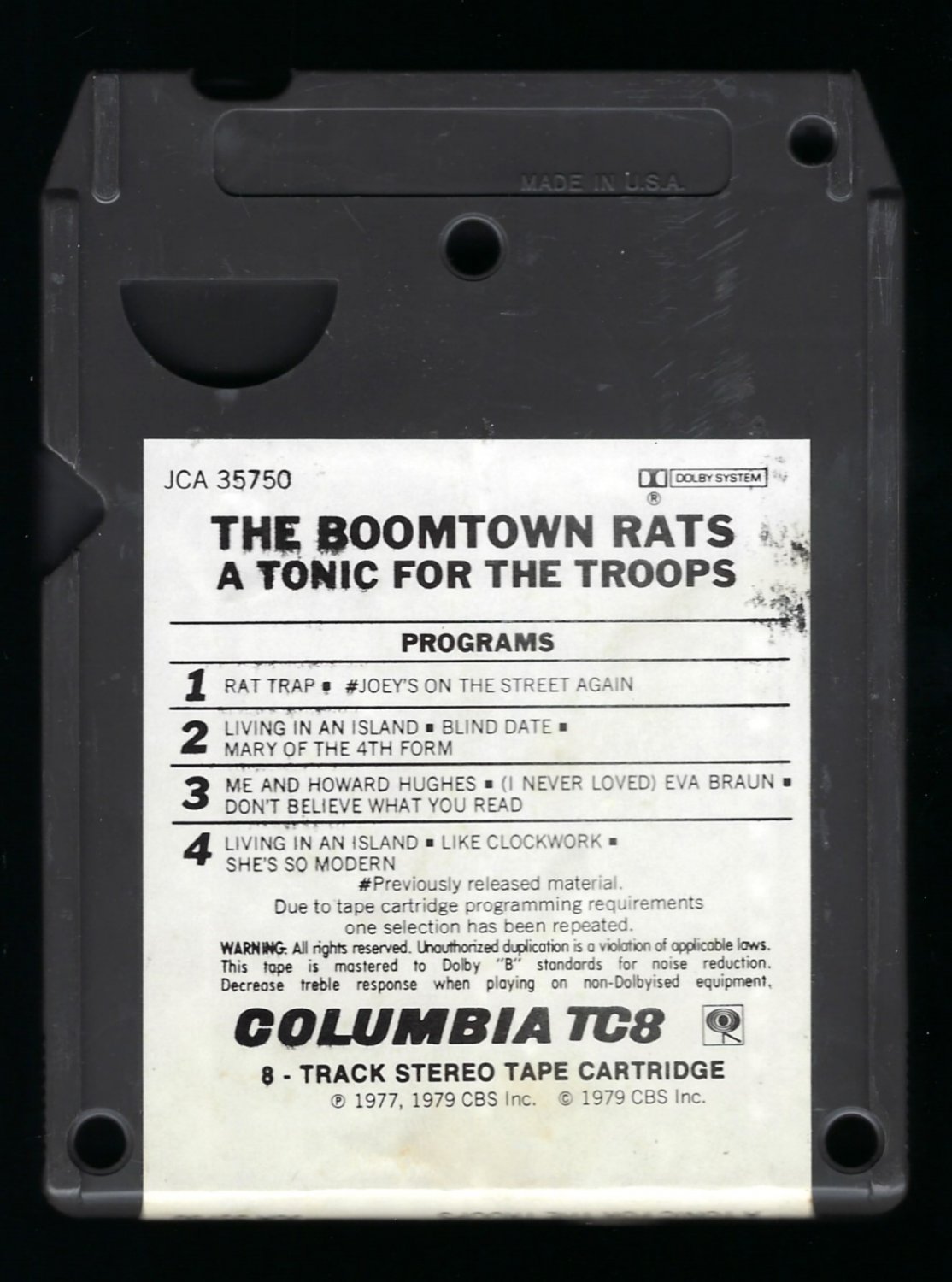 The Boomtown Rats - A Tonic For The Troops 1979 CBS T14 8-TRACK TAPE