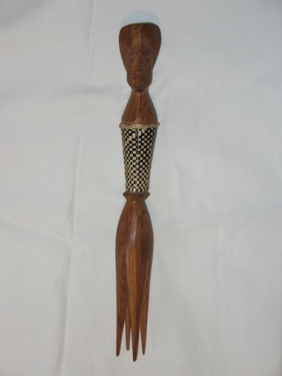 Cannibal fork - Fijian head - 10" (brown)