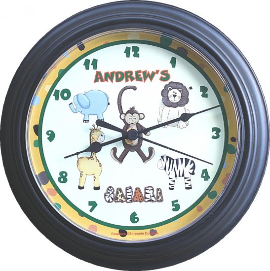 Custom Personalized Boys Bedding Decor Jungle Safari Monkey Clock