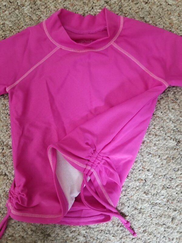 SUN SMARTIES Pink Rauched Sides Rash Guard Short Sleeved Top Girls Size ...