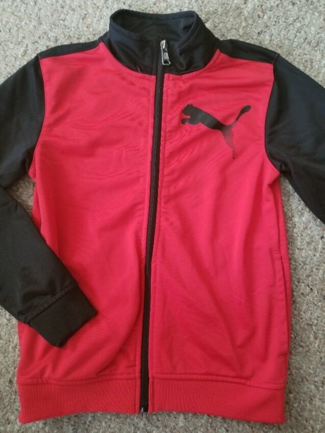 PUMA Red and Black Zip Front Dri Fit Stadium Jacket Boys Size 7
