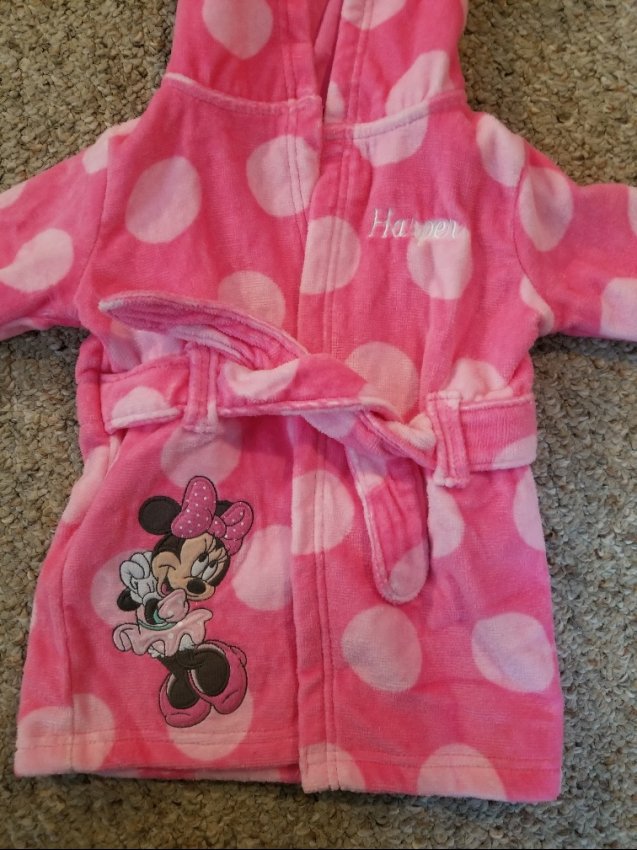 DISNEY Pink Hooded MINNIE MOUSE Terry Bathrobe Girls Size 6-9 months