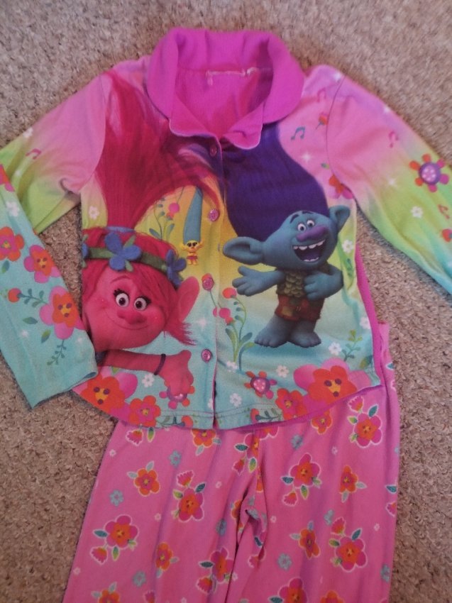 TROLLS Pink Flannel Pajama Set Girls Size 7-8