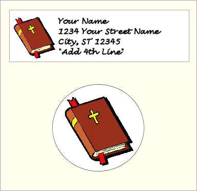 60 Christian Address Labels & 63 - 1" Envelope Seals - Choose Your Graphic