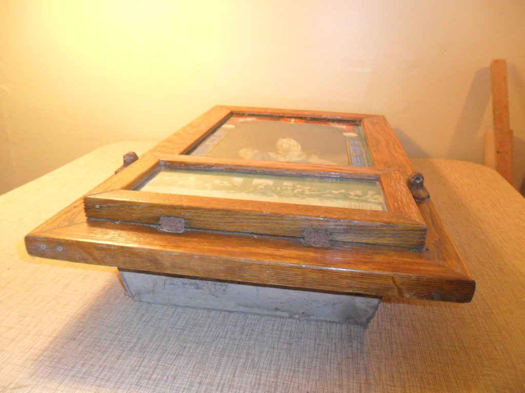 Antique Catholic Religious Last Rites Sick Call Shadow Box Oak NICE (SOLD)