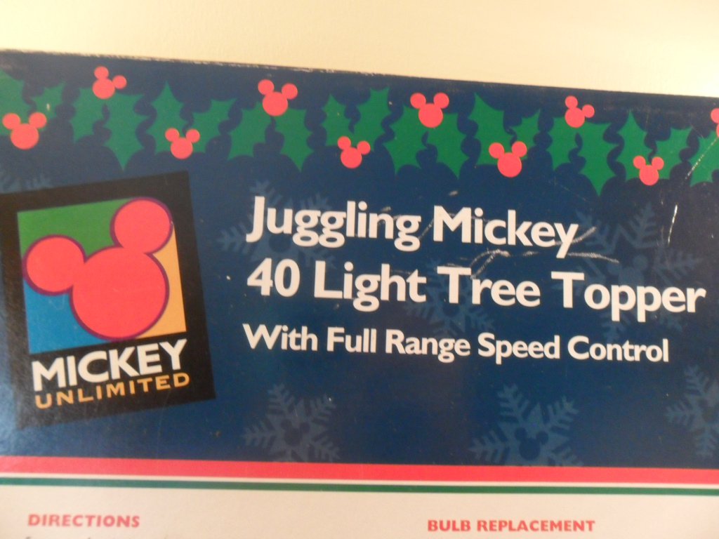 Vintage Disney Mickey Mouse Juggling Mickey 40 Light Tree Topper (SOLD)