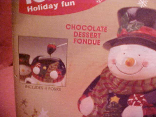 NIB CANDLE GLOW SNOWMAN CHOCOLATE DESSERT FONDUE