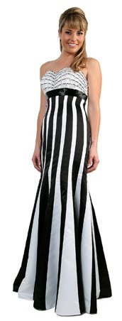 Black White Stripe Prom Dress Sweetheart Neckline Strapless Gown ...
