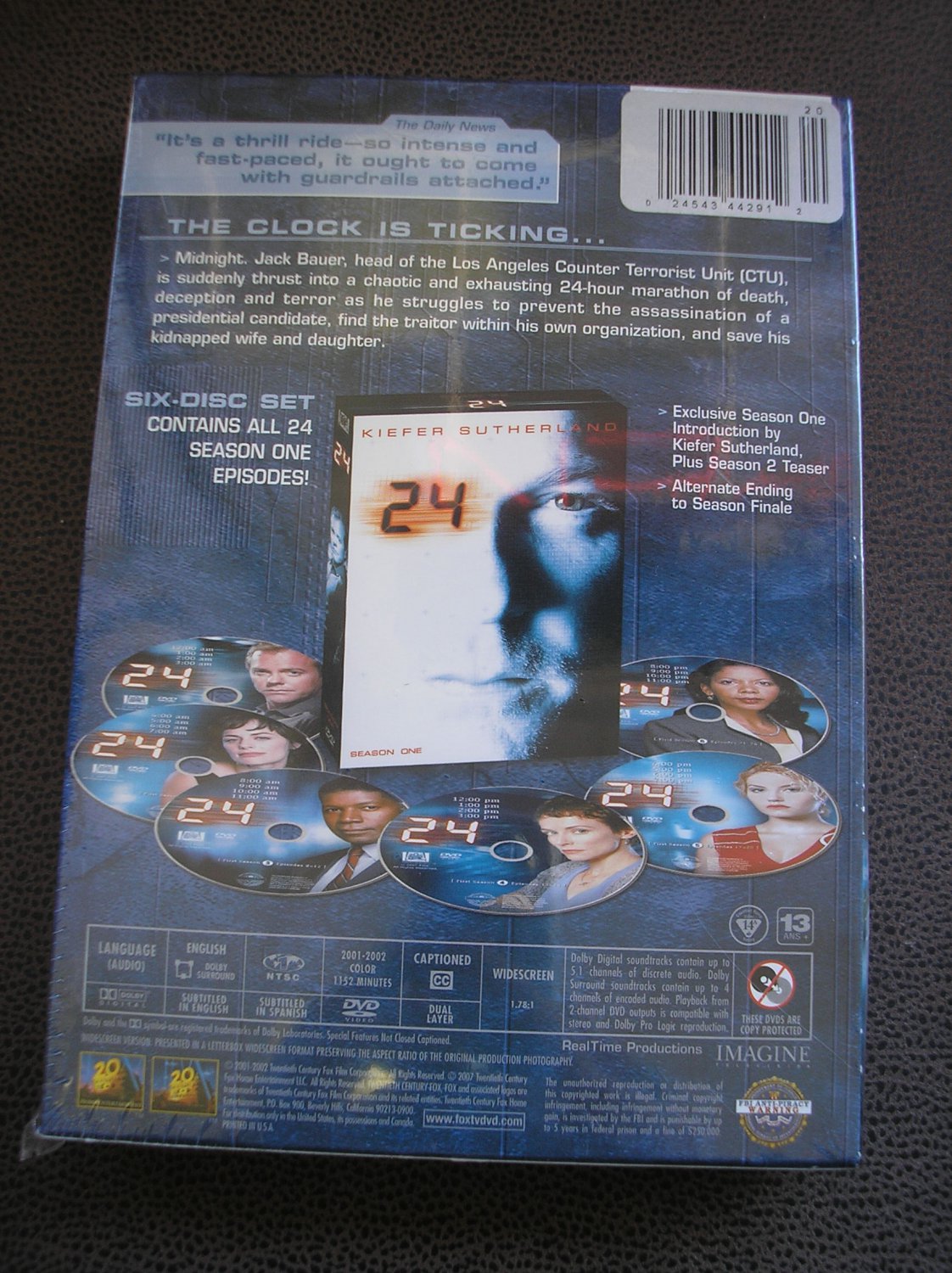 24:SEASON ONE DVD SET-Kiefer Sutherland & Dennis Haysbert-6 DVD's-24 ...