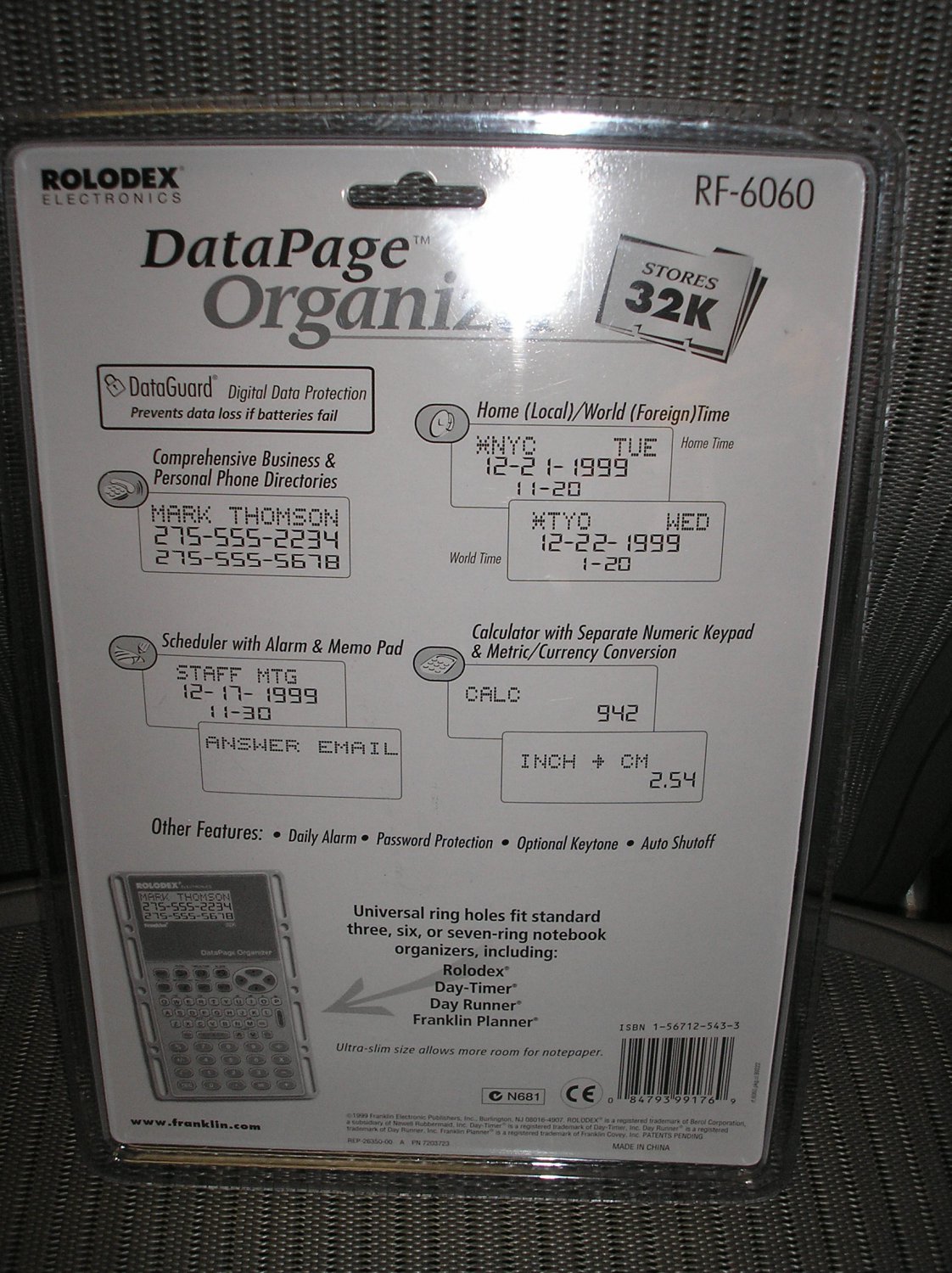 ROLODEX DATA PAGE ORGANIZER - FITS LIKE A PAGE INTO PAPER ORGANIZERS!