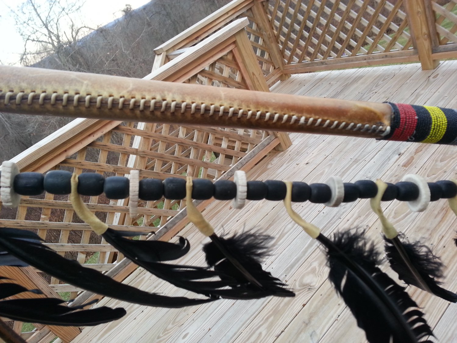 CEREMONIAL SPEAR-STEEL TIP-RAWHIDE-BEADED 54"-HANDMADE by Gloria Morena ...