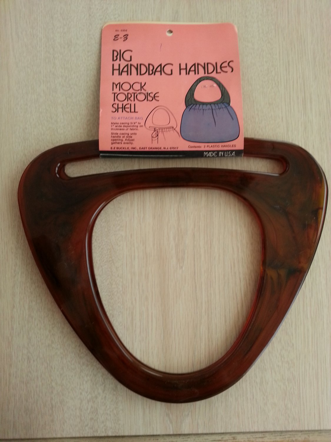Big Handbag Handles Mock Tortoise Shell BY E-Z Buckle Inc. - MADE IN USA!