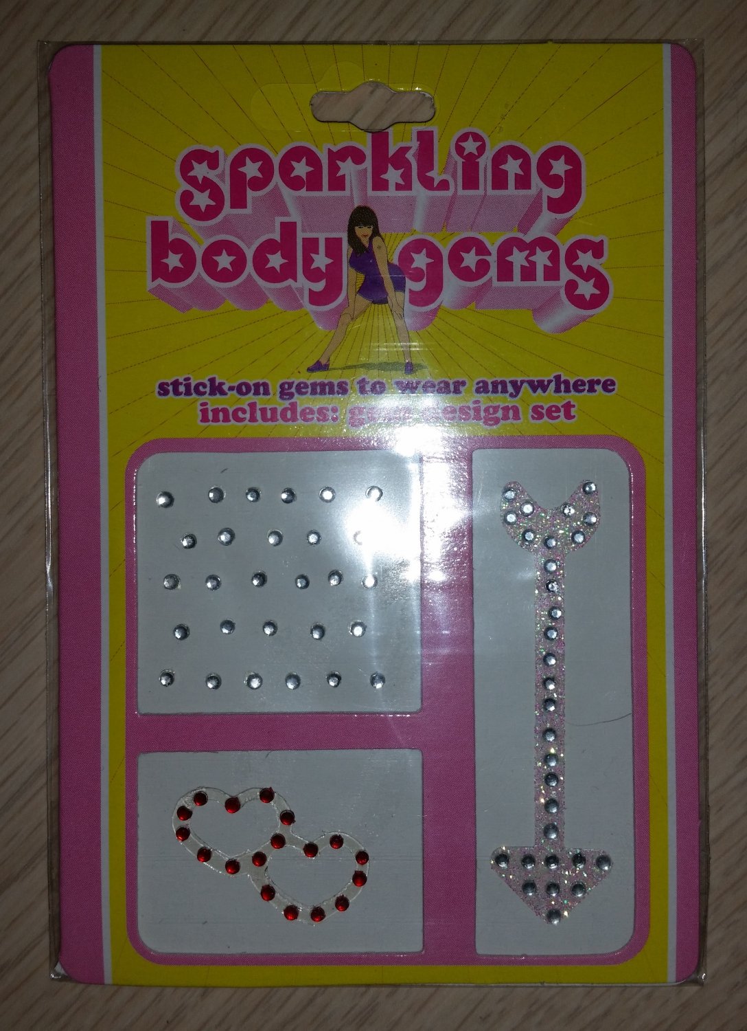 Body Jewelry Sparkling Stick-on Body Crystal Gems - Arrow, RED Hearts ...