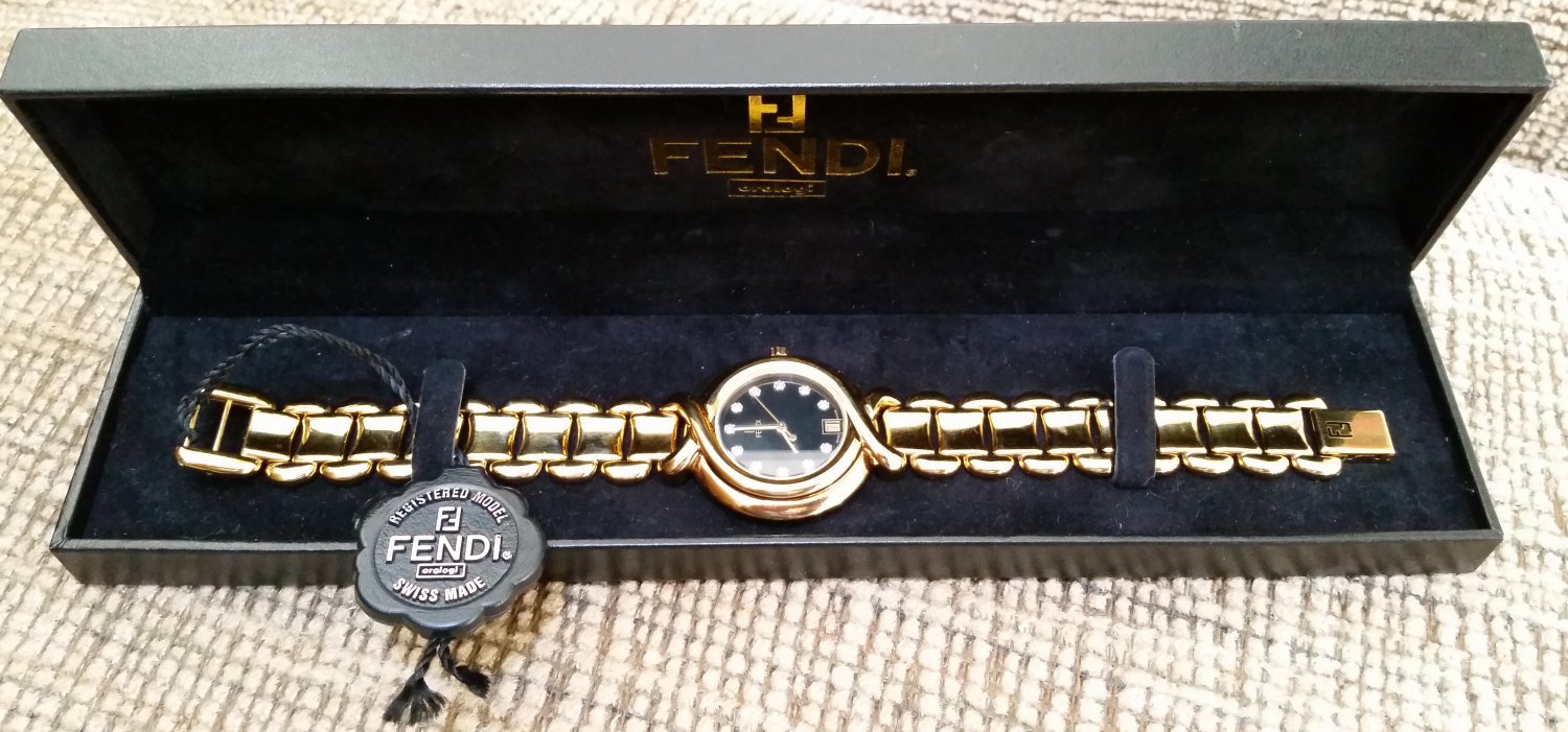 Fendi 700G Watch w/ RARE Black Dial & Genuine Diamond Hour Markers ...