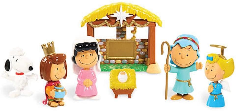 Peanuts Nativity Deluxe Figure Set - Charlie Brown, Snoopy, Sally, Lucy, Peppermint Patty!