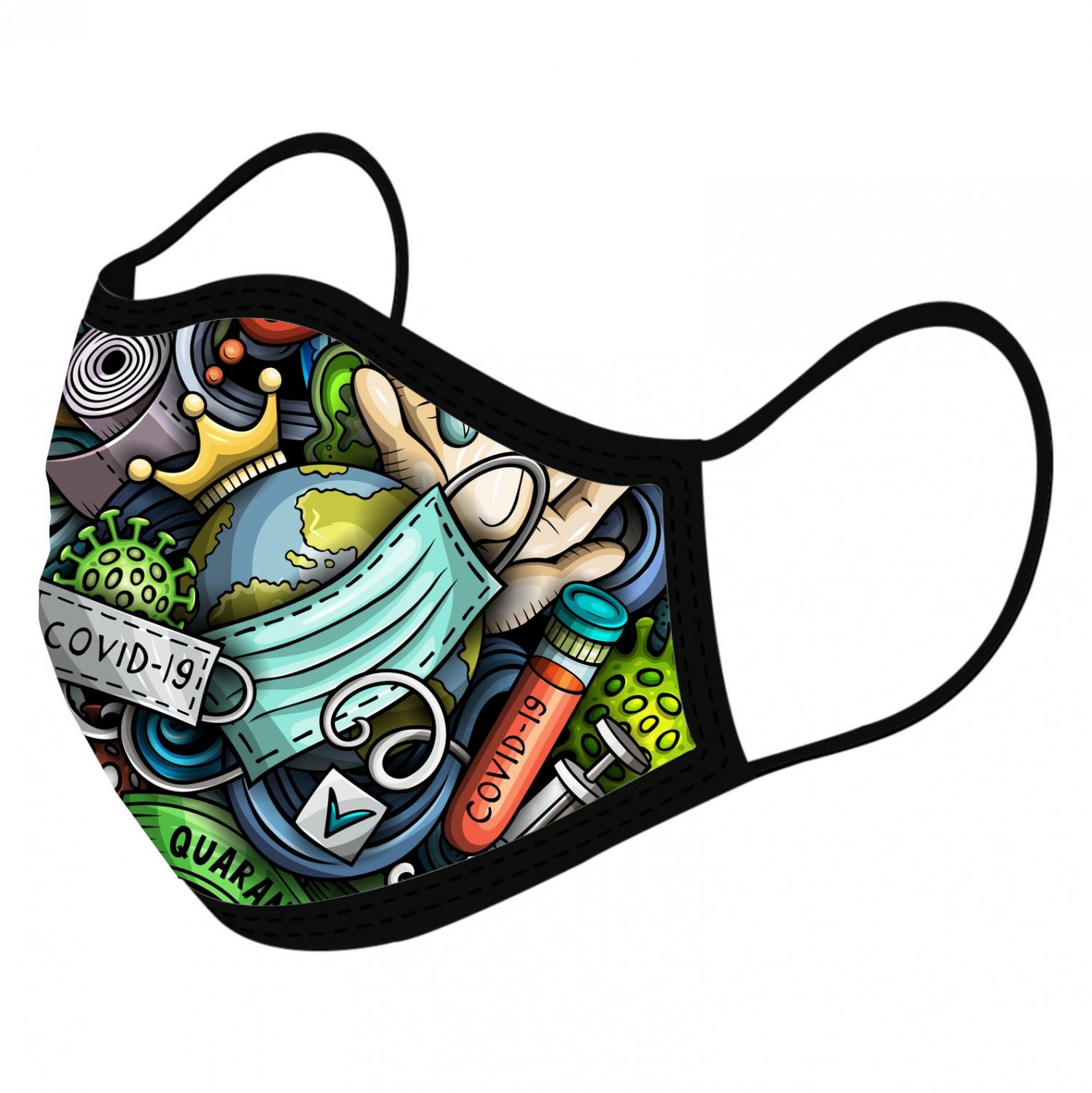 'COVID 19' Themed Handmade Face Mask - Washable - Not Medical Grade ...