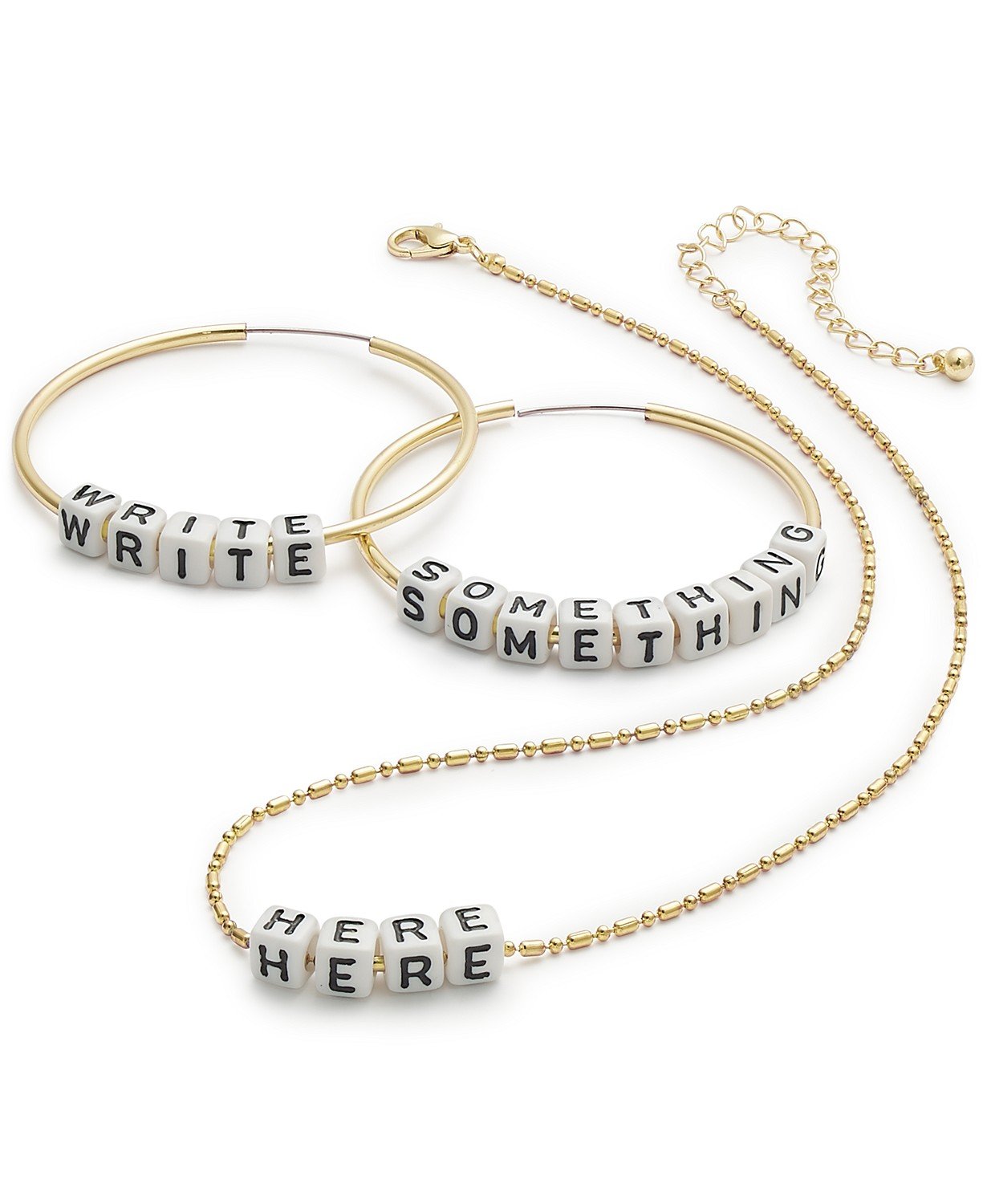 Steve Madden D.I.Y. Interchangeable Lettering Bead Hoop & Necklace Set ...