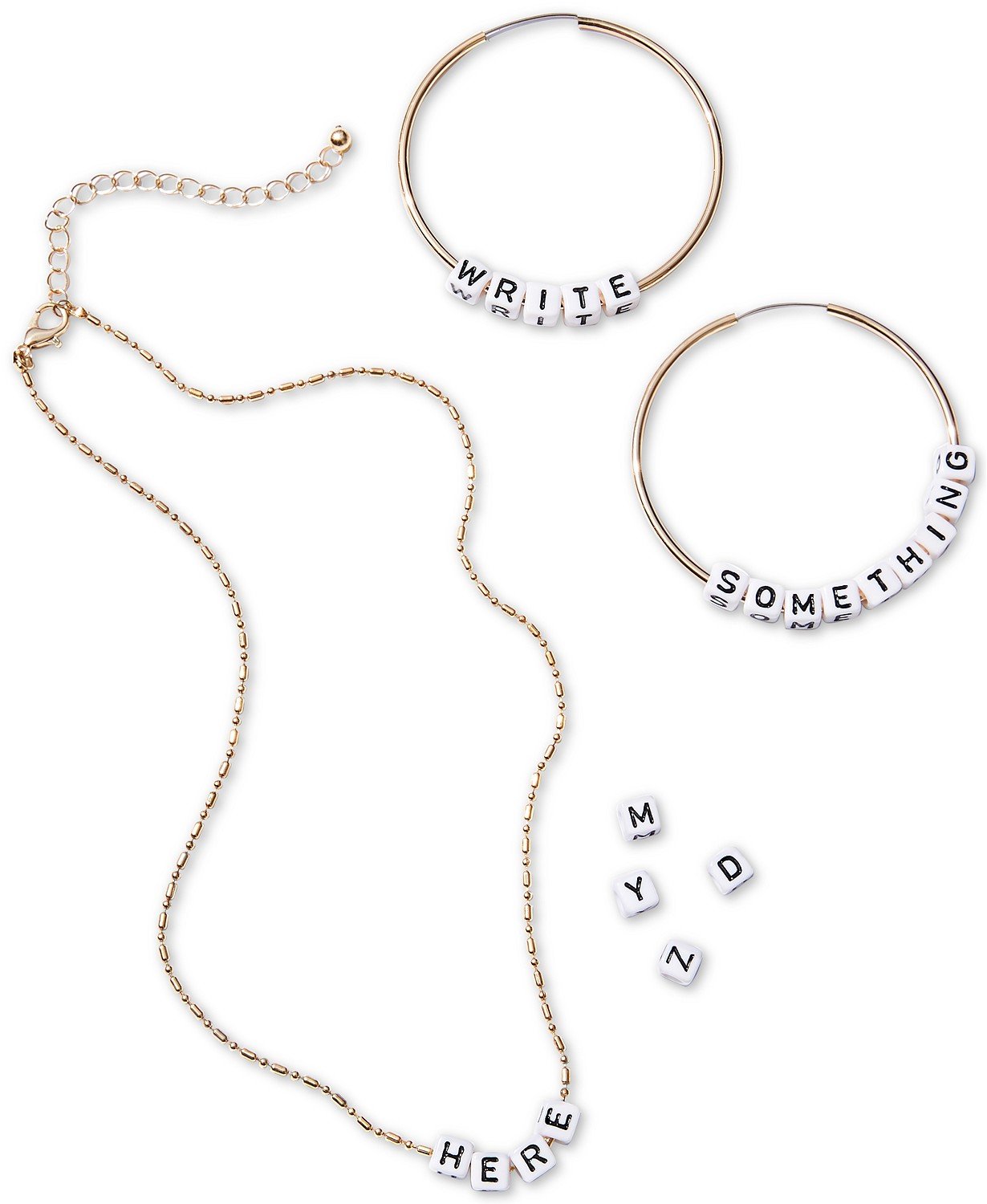 Steve Madden D.I.Y. Interchangeable Lettering Bead Hoop & Necklace Set ...